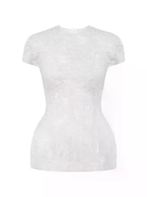 POST MERIDIEM Lace Peplum Top - White
