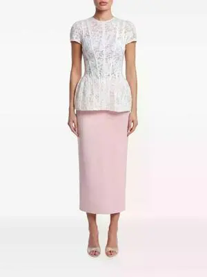 POST MERIDIEM Lace Peplum Top - White