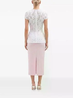 POST MERIDIEM Lace Peplum Top - White