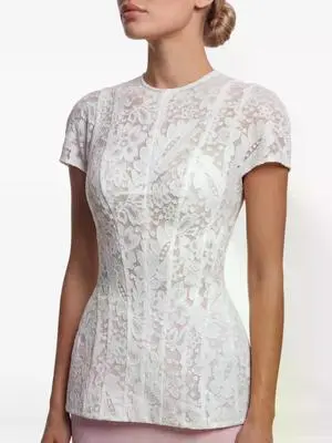 POST MERIDIEM Lace Peplum Top - White