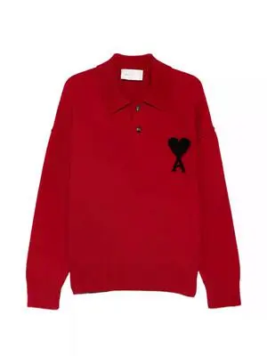 AMI Paris De Coeur Polo Shirt - Red