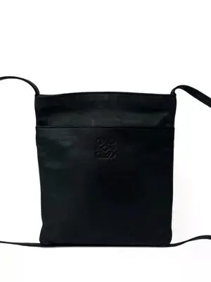 Loewe 2000-2010 Leather Anagram Crossbody Bag - Black