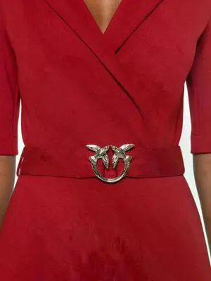 Pinko Love Birds Belted Dress With Notched Lapels