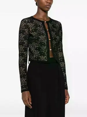 Elisabetta Franchi Lace Pattern Logo Plaque Sweater