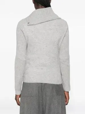 Sportmax Asymmetric Fastening Ribbed Sleeve Knit - Grey
