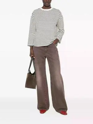 MAISON123 Horizontal Stripe Drop Shoulder T-shirt