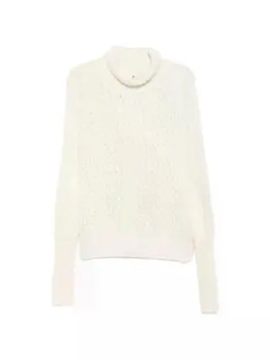 Ermanno Scervino Perforated Knit Roll Neck Sweater - Neutrals