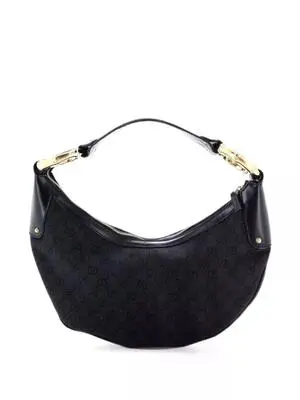 Gucci Bamboo Ring Half Moon Web Gg Canvas Medium Hobo Bag