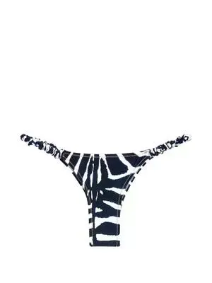 REINA OLGA Zebra-print Bikini Bottoms - Blue