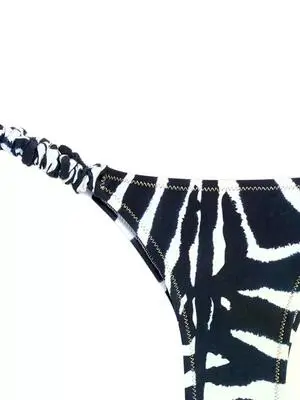 REINA OLGA Zebra-print Bikini Bottoms - Blue