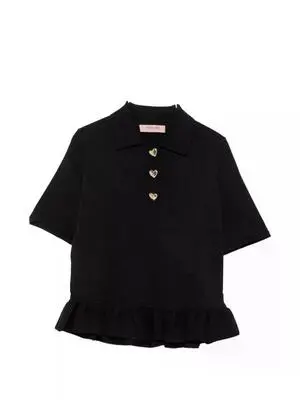 TWINSET Ruffle-trim Heart-button Polo Shirt