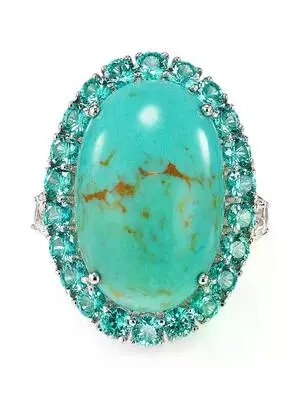 ANABELA CHAN Rhodium Vermeil Turquoise And Tourmaline Ring - Silver