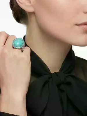 ANABELA CHAN Rhodium Vermeil Turquoise And Tourmaline Ring