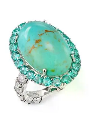 ANABELA CHAN Rhodium Vermeil Turquoise And Tourmaline Ring
