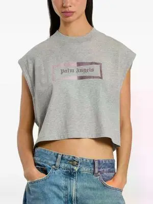 Palm Angels Studded Box Logo Cropped Tank Top