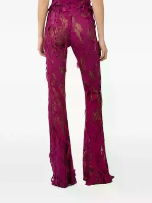 Roberto Cavalli Distressed Lace-panelled Flared Trousers