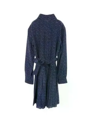 Burberry Monogram Print Pleated Silk Dress