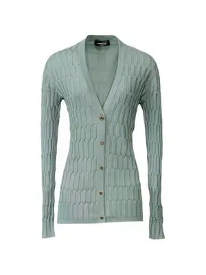 Fabiana Filippi Ribbed Knit V-neck Cardigan - Green