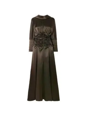 VIOLANTE NESSI Ruched-waist Maxi Dress - Brown