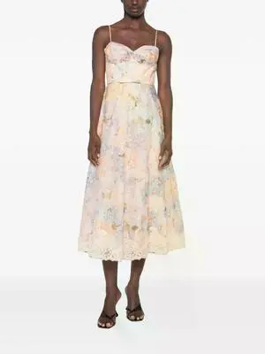 Zimmermann Valiant Floral-print Midi Dress - Neutrals