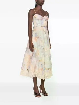 Zimmermann Valiant Floral-print Midi Dress - Neutrals