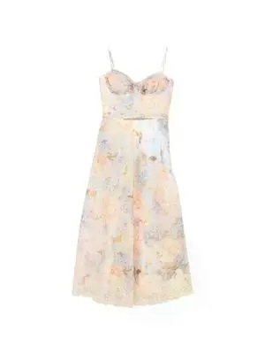 Zimmermann ZIMMERMANN Valiant Floral-Print Midi Dress Neutrals