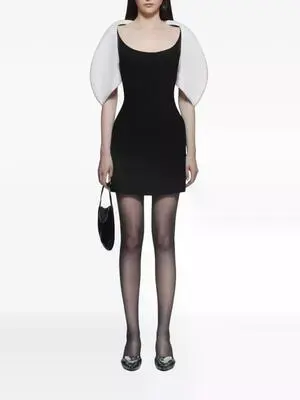 CHATS BY C.DAM Estelle Padded-yoke Puff-sleeve Mini Dress - Black