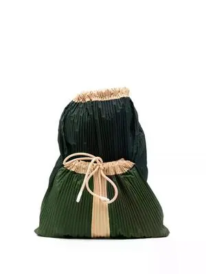 MULTITUDES BAGS Cini Plissé-effect Drawstring Backpack - Green