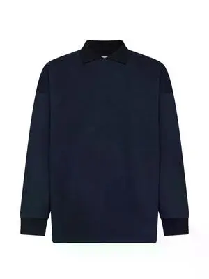 ROSE BURRITO Long-sleeve Polo-collar Sweatshirt - Blue