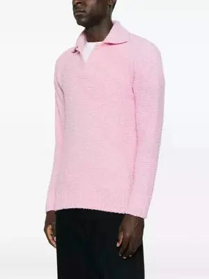 LANEUS Bouclé Long-sleeve Polo Shirt