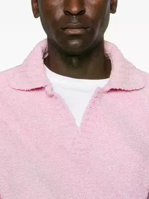 LANEUS Bouclé Long-sleeve Polo Shirt
