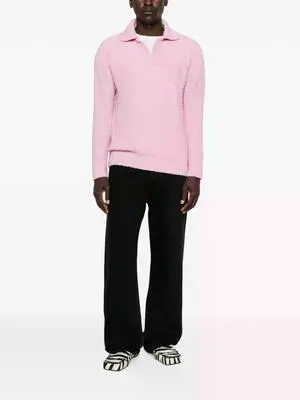 LANEUS Bouclé Long-sleeve Polo Shirt