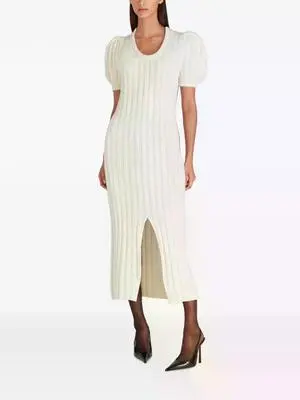VIOLANTE NESSI Ribbed-knit Puff-sleeve Midi Dress