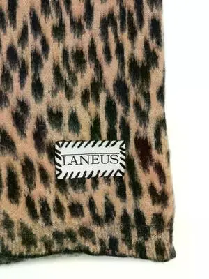 LANEUS Leopard-print Knitted Scarf