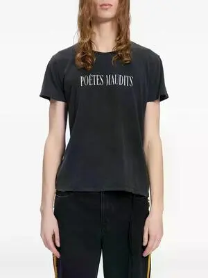 ANN DEMEULEMEESTER Slogan-print Washed-out T-shirt - Grey