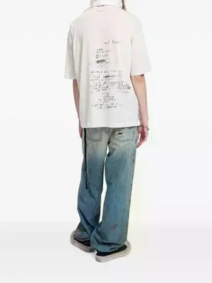 ANN DEMEULEMEESTER Text-print Cotton T-shirt - White