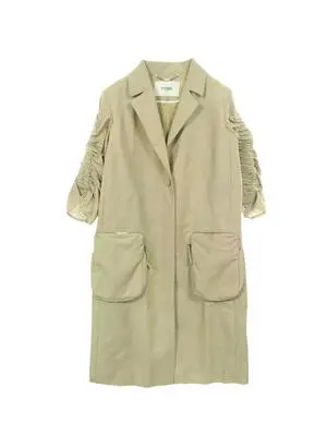 Fendi Perforated Ruched-sleeve Coat - Green