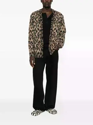 LANEUS Leopard-print Knit Cardigan - Neutrals