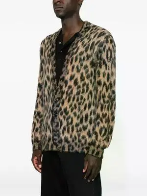 LANEUS Leopard-print Knit Cardigan