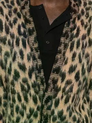 LANEUS Leopard-print Knit Cardigan