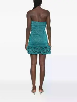 Amen Ruched Ruffled Strapless Mini Dress