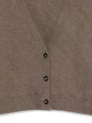 ROBERTO COLLINA Fine-knit V-neck Cardigan - Brown