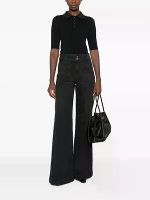 TWINSET Lace-collar Ribbed Polo Shirt