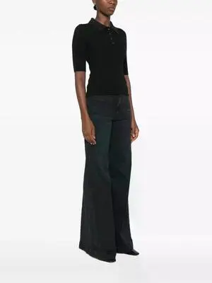 TWINSET Lace-collar Ribbed Polo Shirt