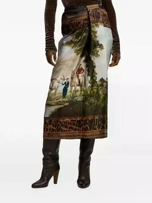 Ralph Lauren Debbie Scenic-print Silk Midi Skirt