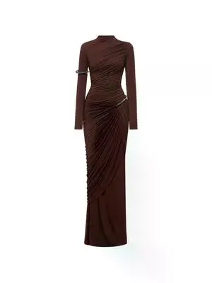 CHATS BY C.DAM Asymmetrical Ruched Maxi Dress With Metallic Hardware