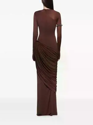 CHATS BY C.DAM Asymmetrical Ruched Maxi Dress With Metallic Hardware