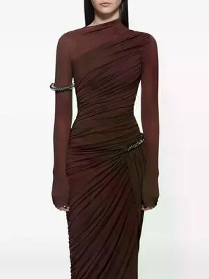 CHATS BY C.DAM Asymmetrical Ruched Maxi Dress With Metallic Hardware