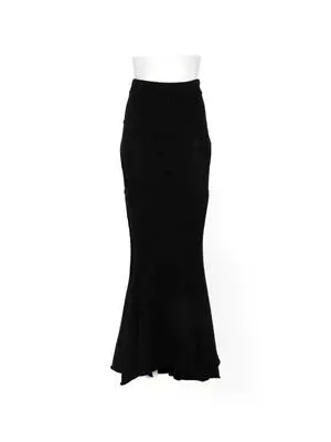 YEHUAFAN Drawstring Knitted Maxi Skirt