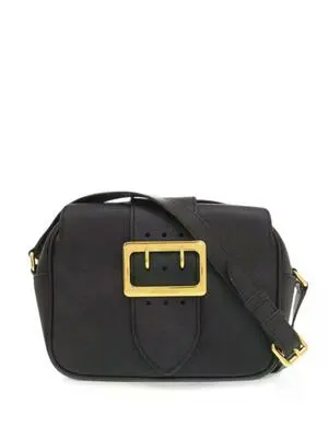 Burberry 2000-2017 Small Soft Grained Calfskin Buckle Crossbody Bag - Black